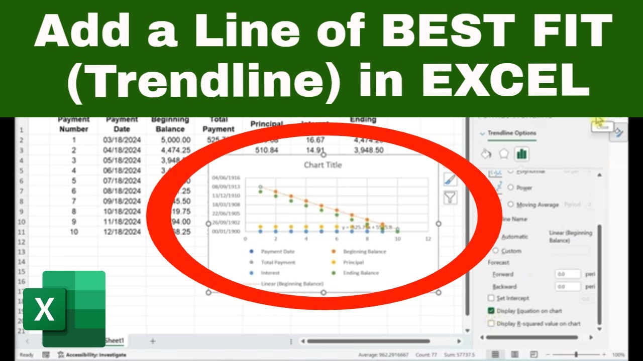 How to Add a Line of BEST FIT (Trendline) to a Chart in EXCEL - YouTube