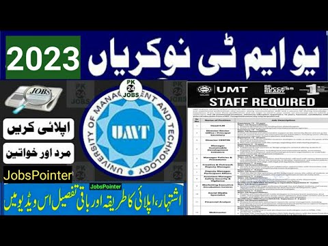 UMT Jobs||University of Management Jobs#2023 - YouTube