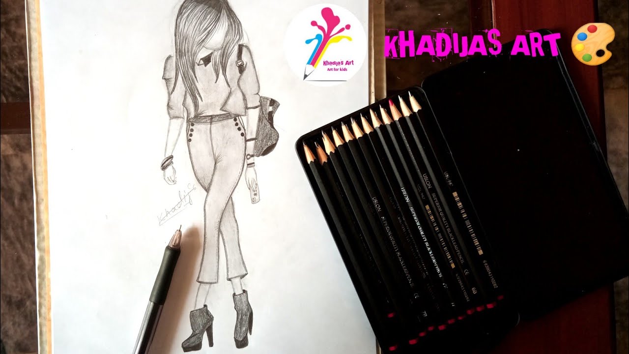 How to draw a standing girl wearing pants,shirt and coat shoes || Easy ...