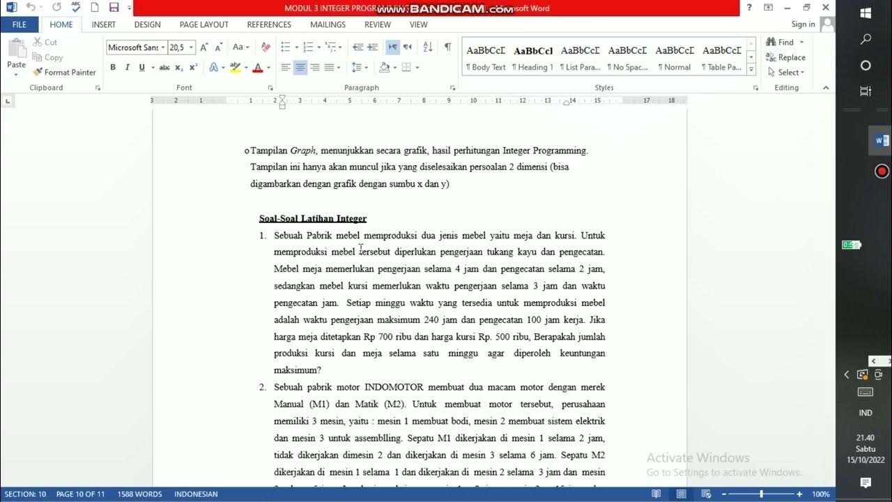 Pembahasan soal 1 Modul Integer Programming_Putri Kurnia Dewi_12211357 - YouTube