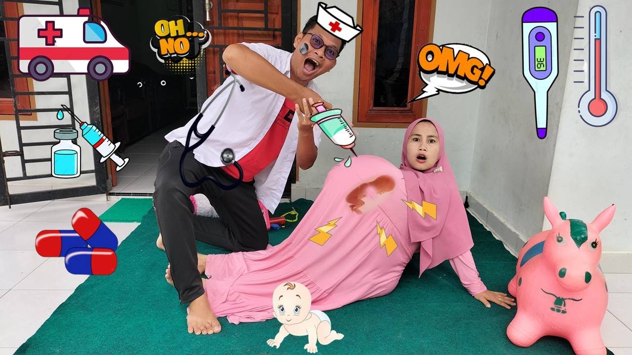 Drama Lucu 🫰😂🤣🎈 Ibu Hamil Periksa Kandungan Malah Melahirkan Di Tolong ...