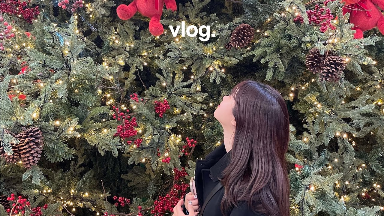Vlog 연말 기분 느끼러 간 서울 여행 더현대서울 런던베이글 오픈런 양고기 오마카세 성수동 나들이 잠실에서 농구