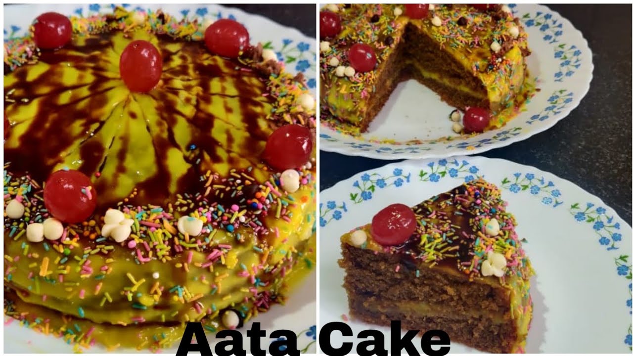 आटा केक बनाए बिना कॉको पाऊडर और क्रीम| - Bakery style Aata Cake Recipe ...