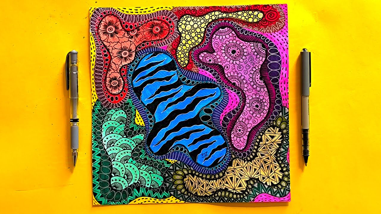 Relaxing Zen Doodle Drawing for Beginners || Mesmerizing to watch ...