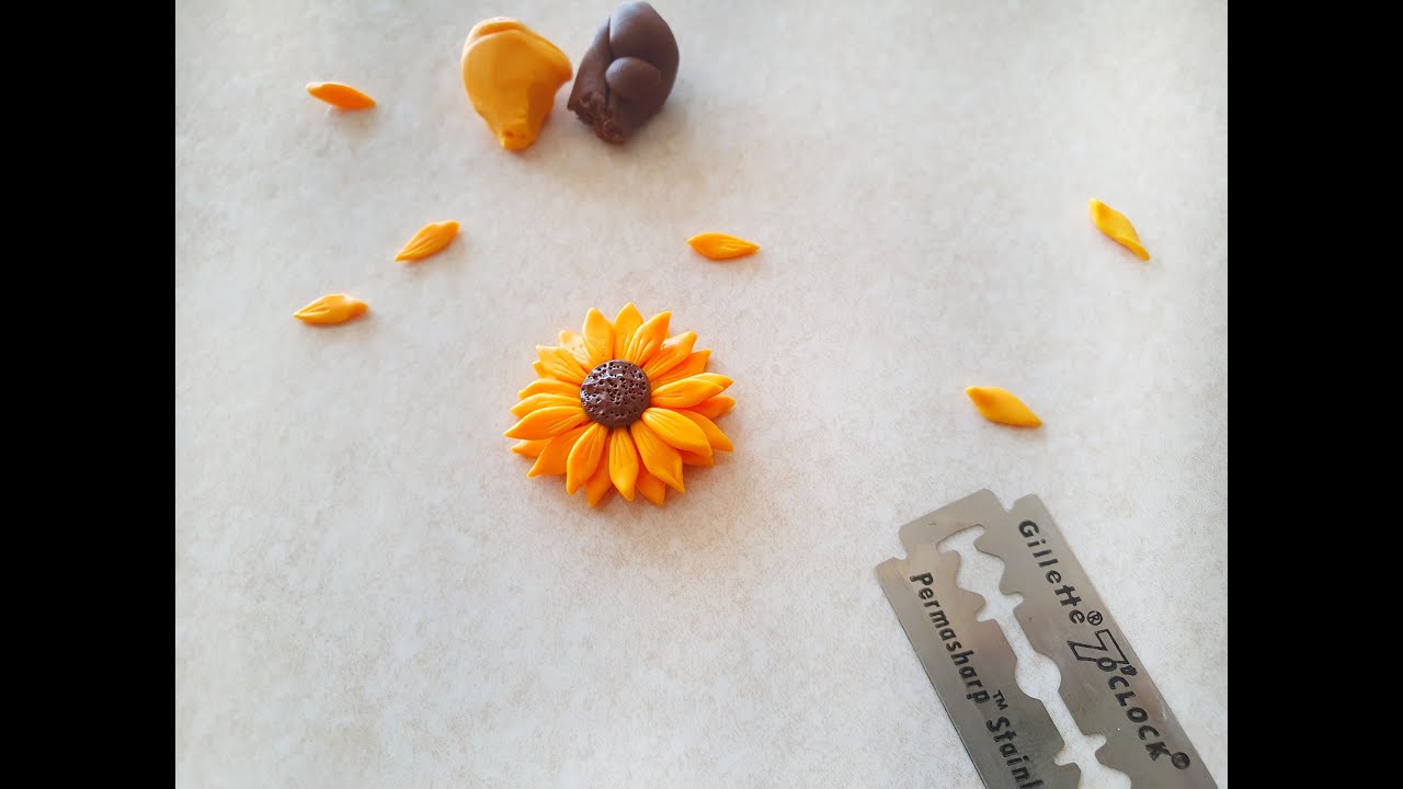 Sunflower with polymer clay - YouTube