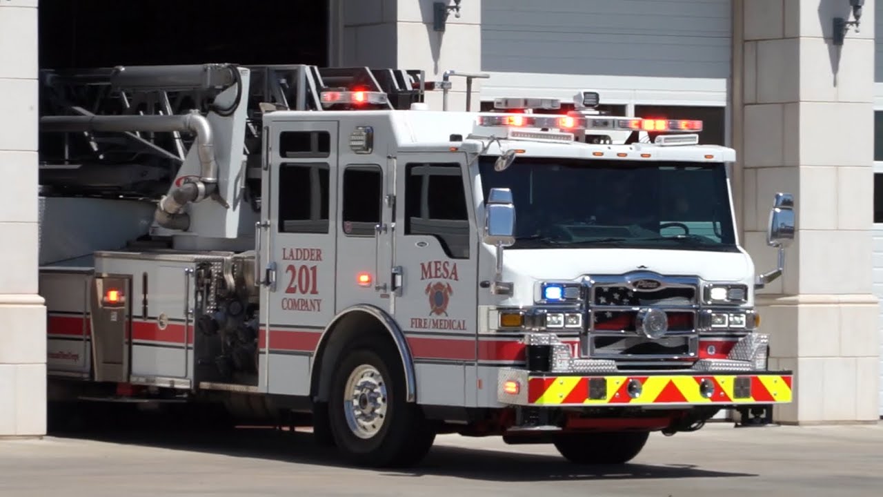 Mesa Fire/Medical Dept. Ladder 201 Responding - YouTube