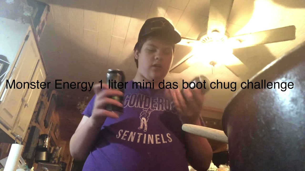 Monster Energy 1 liter mini das boot chug challenge - YouTube