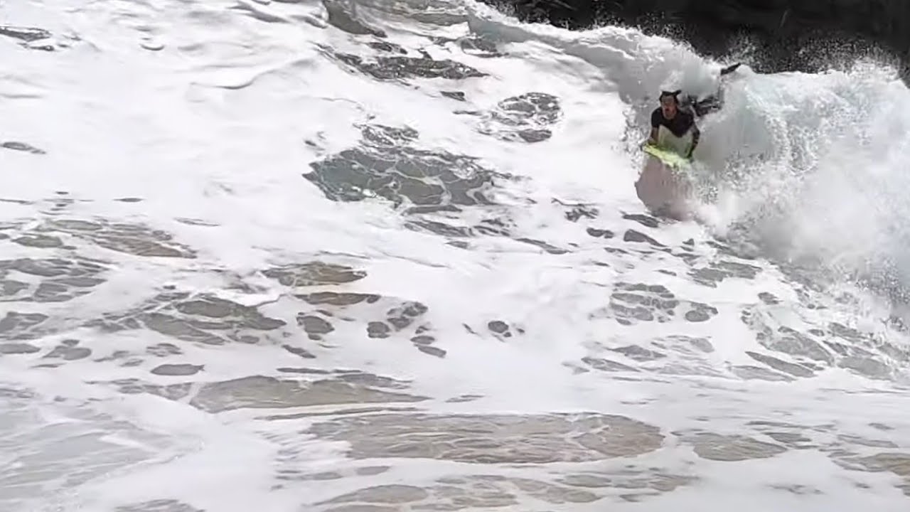 Pro Surfers enter bodyboarding contest at a crazy shorebreak wedge ...