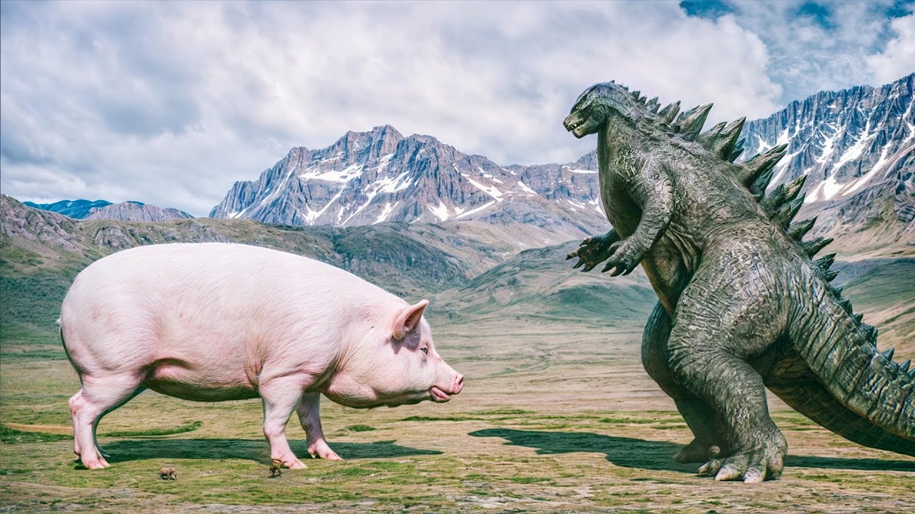 Godzilla vs Jurassic Pork - Epic Battle - Dazzling Divine - YouTube