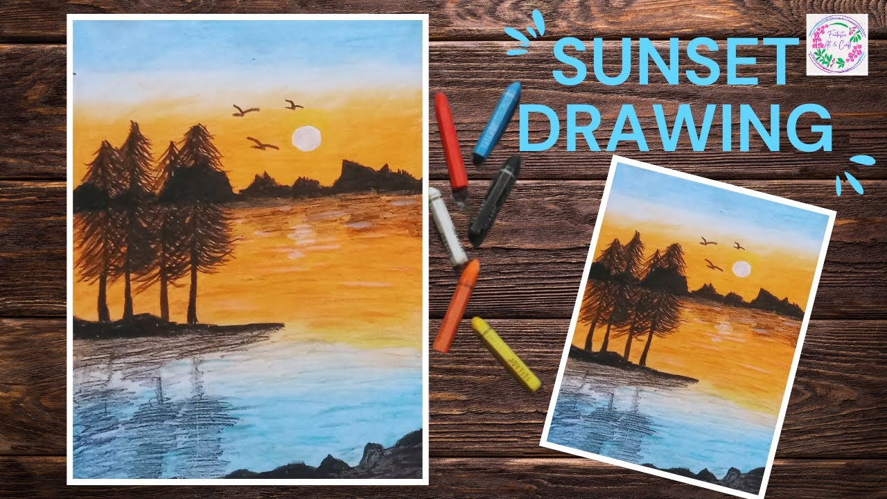 Easy sunset scenery with Oil Pastel for beginners . - YouTube