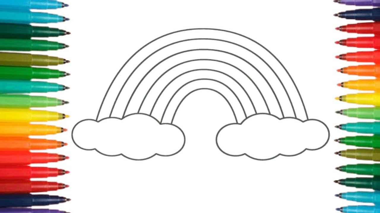 Coloring a super fun rainbow, drawing and painting rainbows for ...