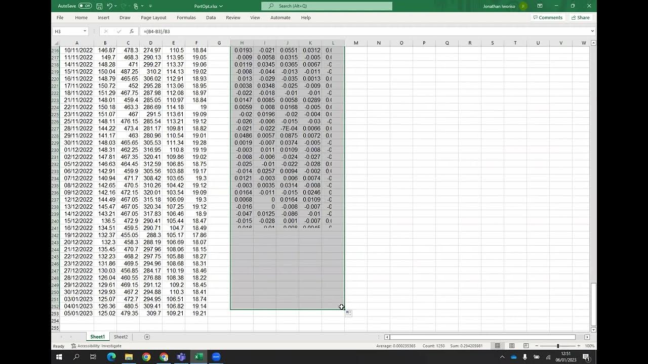 Portfolio Optimisation in Excel with Solver package - YouTube