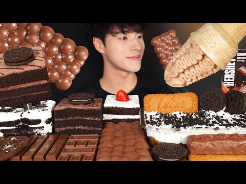 ASMR MUKBANG CHOCOLATE & OREO CAKE & ICE CREAM & CHOCOLATE CAKE & MILKA & SNICKERS & LOTUS & COOKIE
