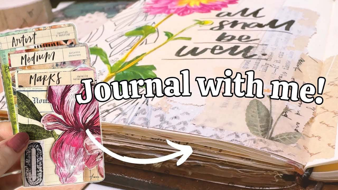 Journal with me: Simple layout with collage and stencilling - YouTube