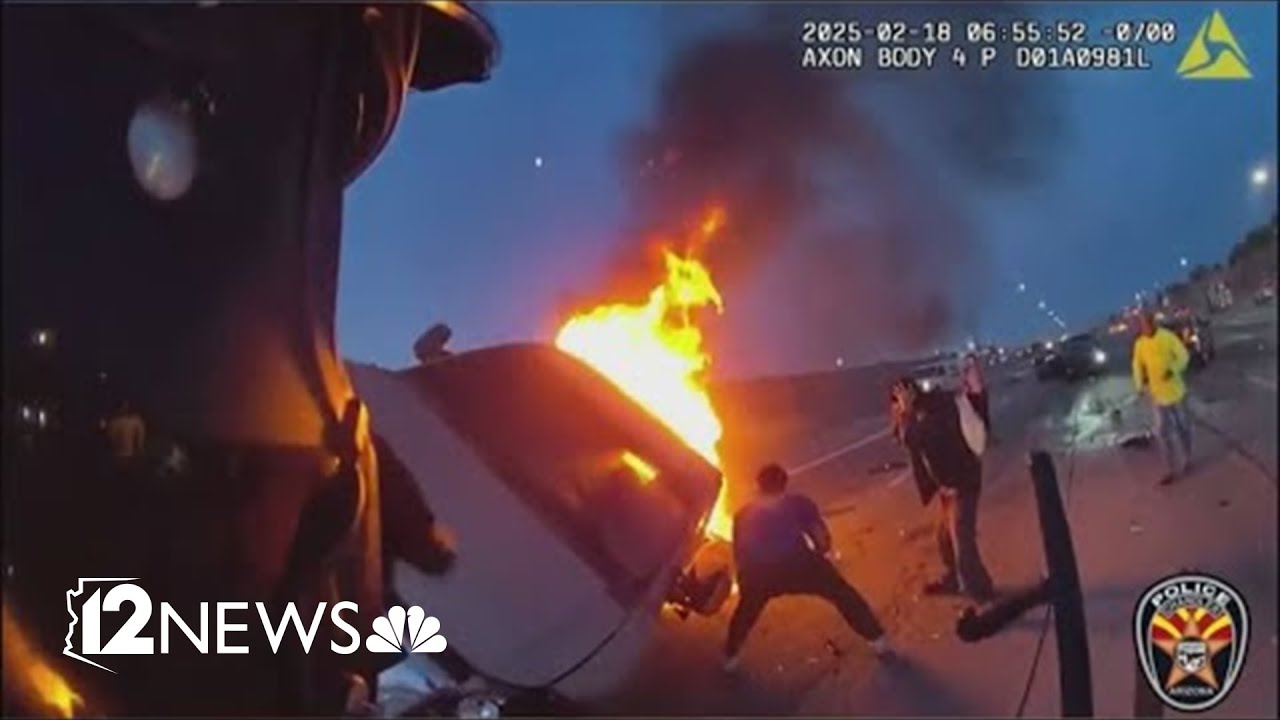 Dramatic footage shows officer, firefighter saving woman's life - YouTube