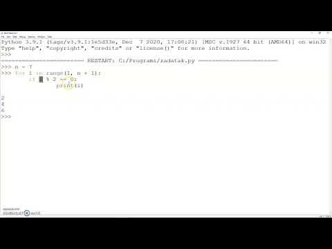 Python - For petlja - Parni brojevi do n - YouTube