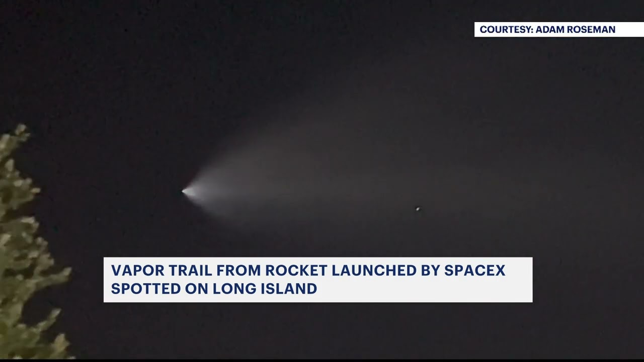 Space X Falcon 9 rocket's vapor trail seen over Long Island skies - YouTube