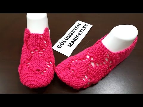 Tığ işi çilek patik modeli yapılışı / Anlatımlı patik modelleri