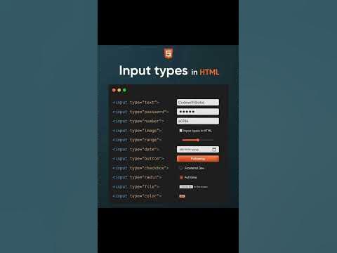 HTml input types #html #htmlcoding #htmlcss #html5 #htmltutorial #htmlcode #htmlelements - YouTube