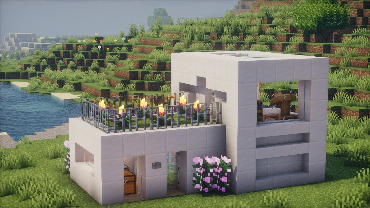 Minecraft : Small Modern House Tutorial - YouTube