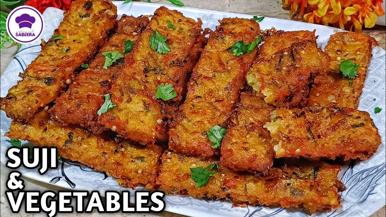 Suji & Vegetable Crispy Snacks Recipe | Tea Time Snacks Recipe ...