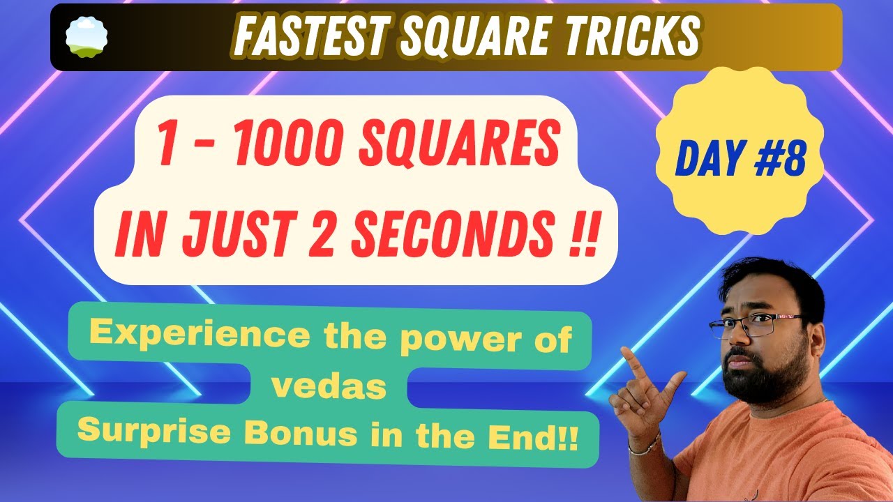1-1000 Squares in just 2 seconds | Best Square Trick in Hindi | Vedic ...