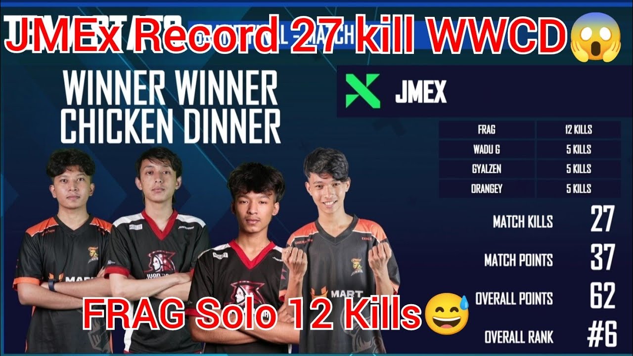 JMEx 27 Kill WWCD | FRAG Solo 12 Kills😱 | JMEx 27 kills chicken Dinner ...