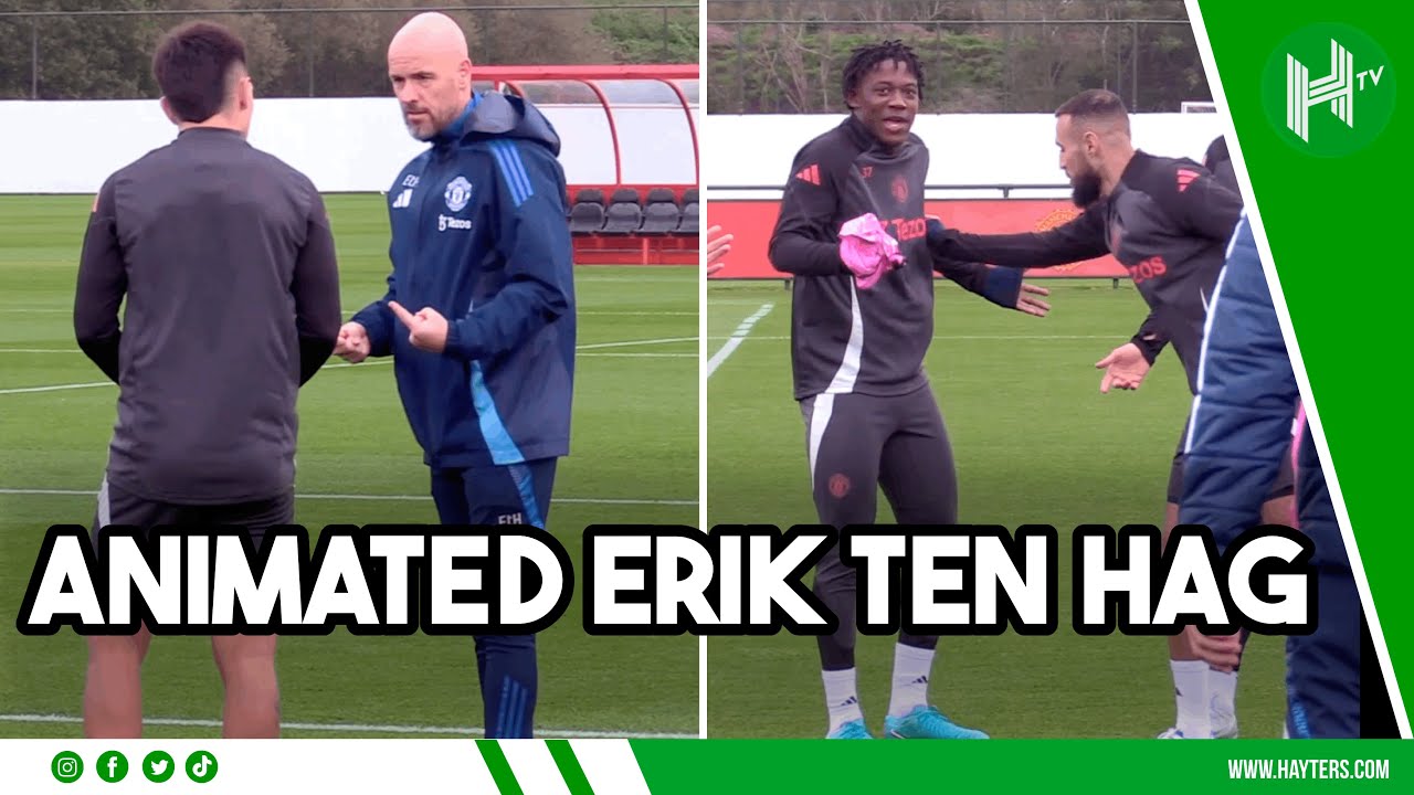 UNDER FIRE Ten Hag ANIMATED in Man United Europa League training - YouTube