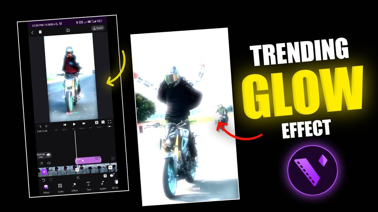 New Trending Glow Effect Reel Video Editing | Glow Effect Bike Reel ...