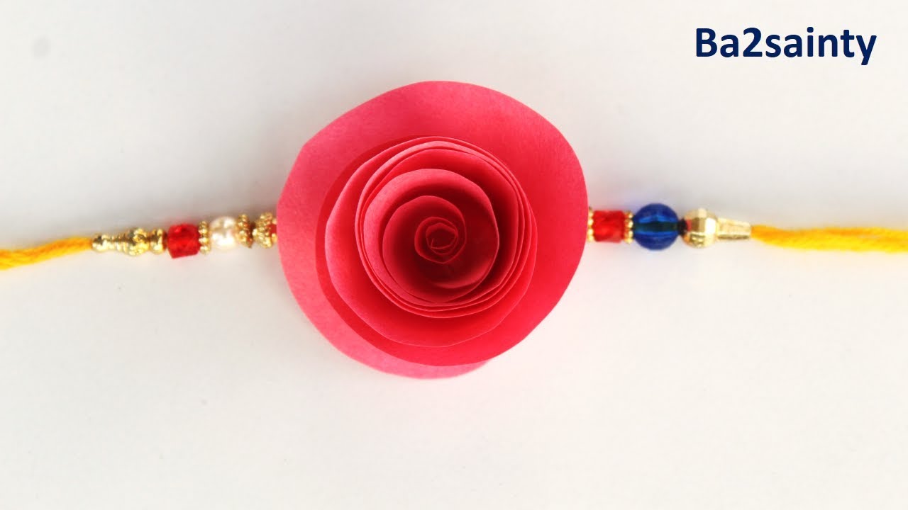 DIY- how to make rose Rakhi with paper || flower Rakhi for ...