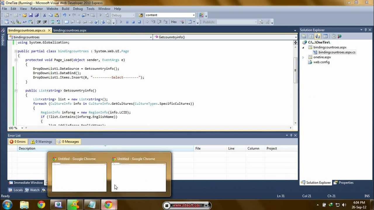 (Asp.net)Binding all Countries to your Dropdown List....!! - YouTube