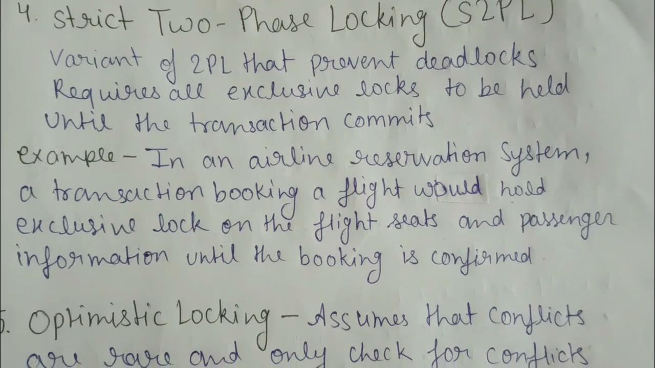 Locking technique for use for concurrency|binary lock| shares /exclusive lock | Two-phase ...