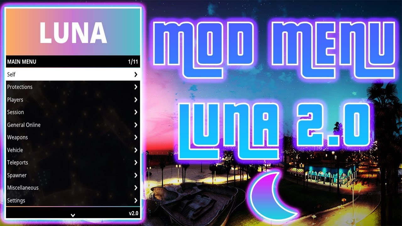 😲MOD MENU🌜LUNA🌜NUEVA VERSION 2.0.1😲CON INTERFAZ MODERNA - YouTube