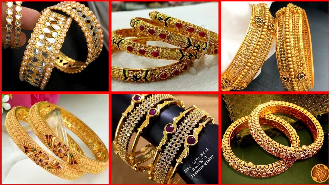most elegant and classy 22k gold bangles design - YouTube
