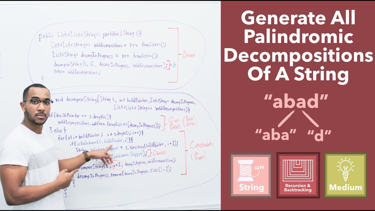 Generate All Palindromic Decompositions Of A String Palindrome Partitioning On Leetcode