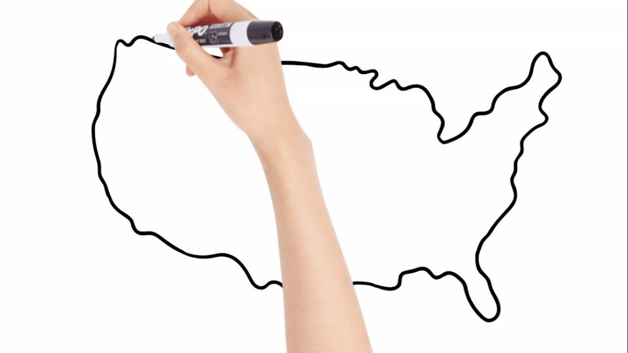 USA Map Drawing | Map of US Drawn by Hand | America Map - YouTube