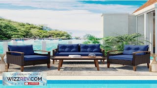 4 Piece Garden Patio Furniture Set Brown & Blue eBay