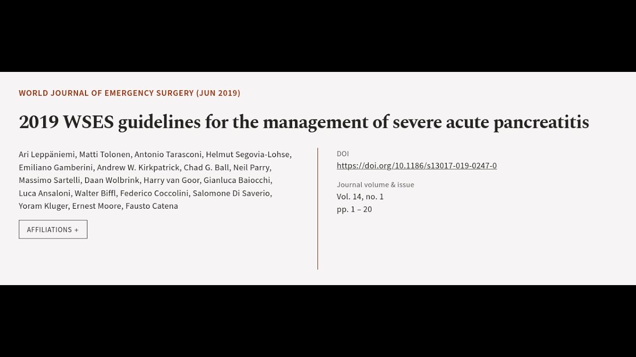2019 WSES guidelines for the management of severe acute pancreatitis ...