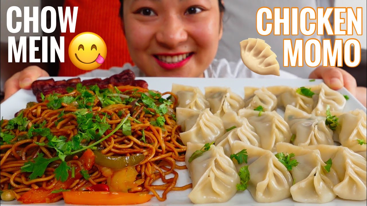 Chicken Momo Mukbang And Spicy Chowmein Mukbang, Nepali Mukbang - YouTube