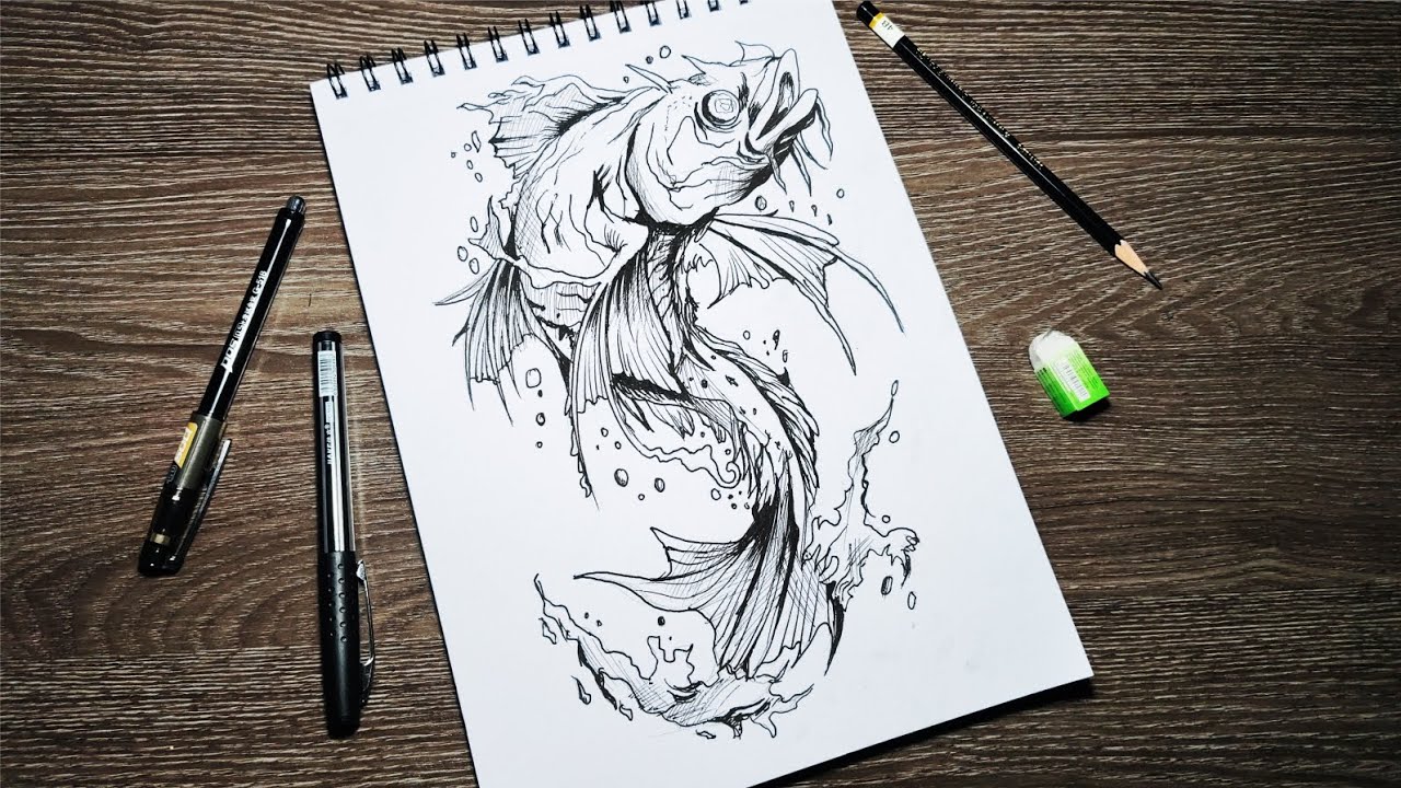 Baliq rasmini chizish | Drawing fish | Stilizatsiya - YouTube