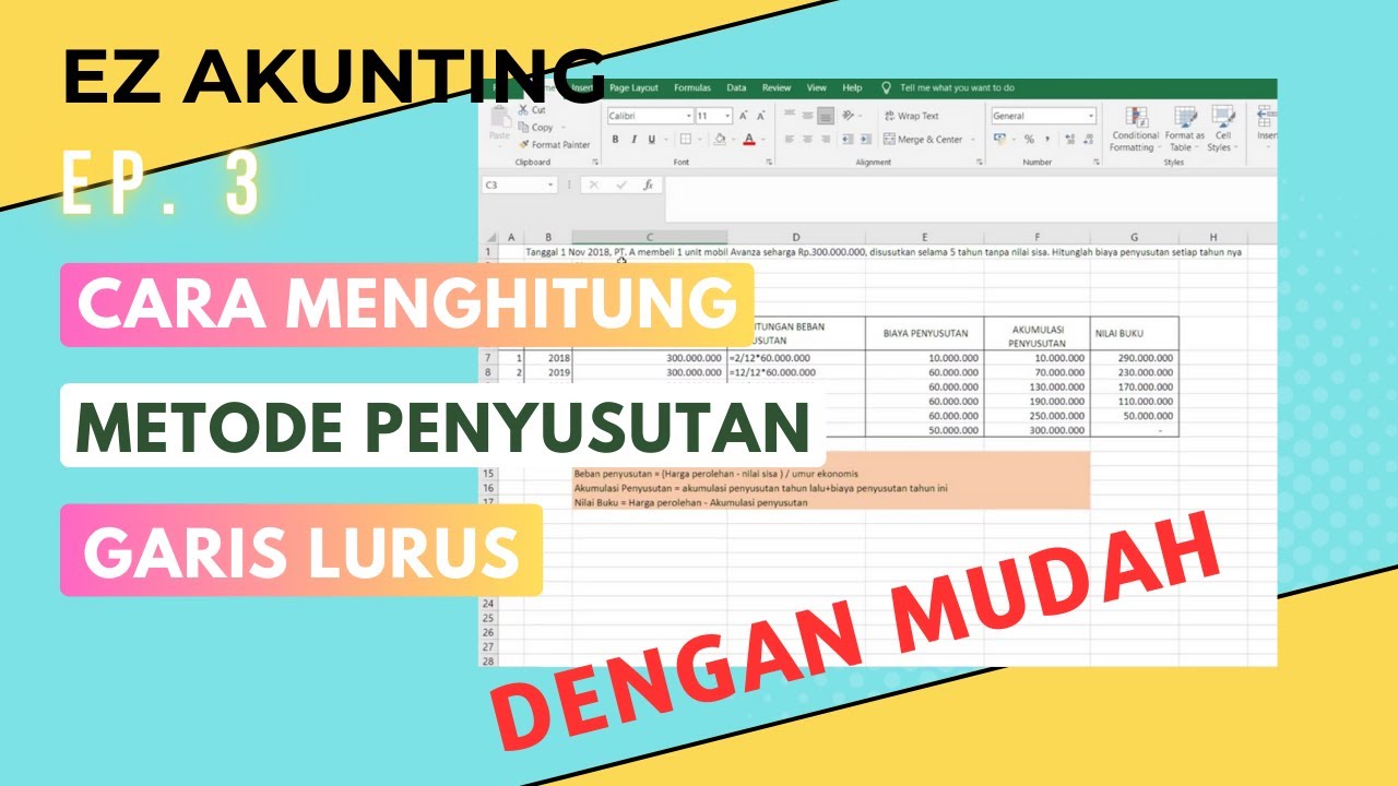 Ep. 3 Cara Menghitung Metode Penyusutan Garis Lurus Dengan Mudah ...