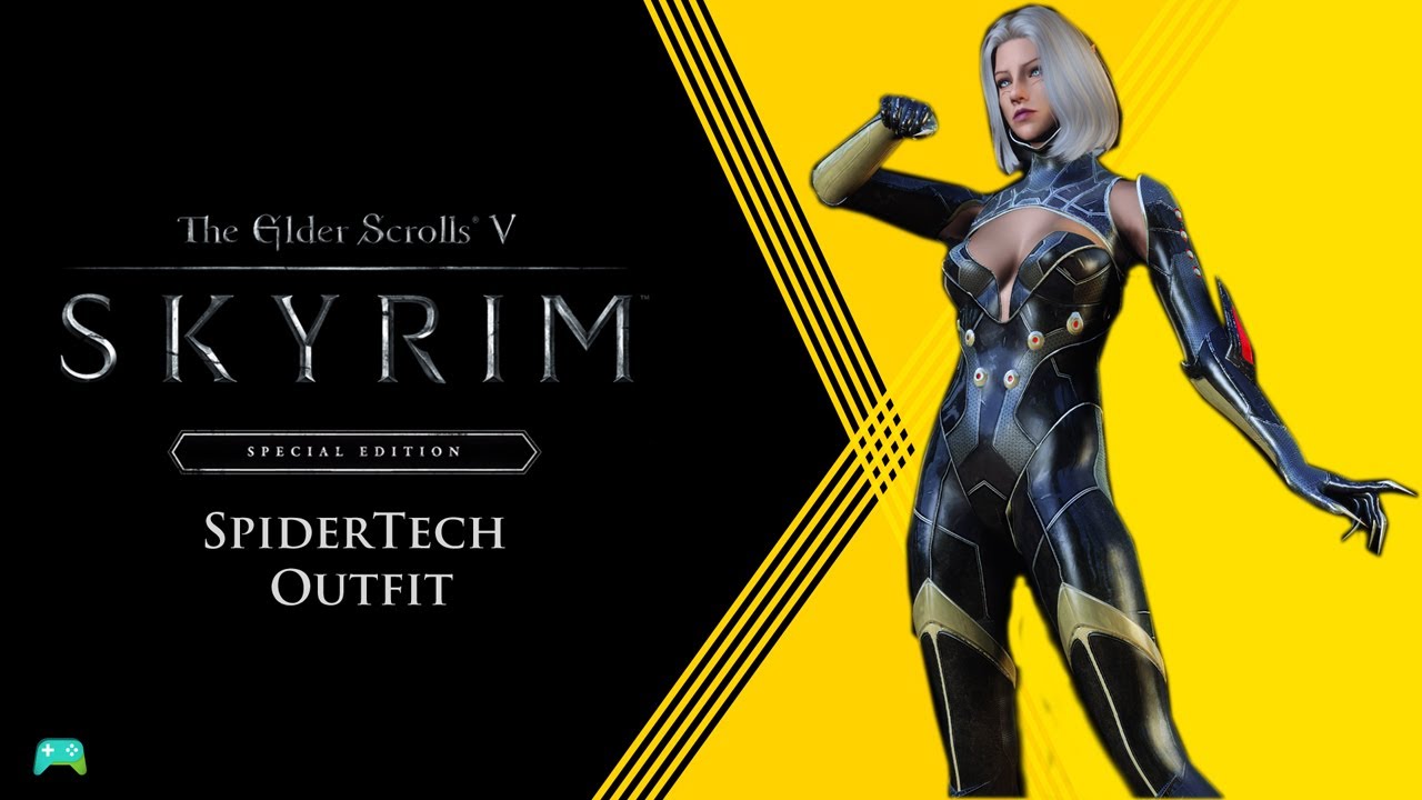 skyrim special edition SpiderTech Outfit HDT showcase [HD] - YouTube