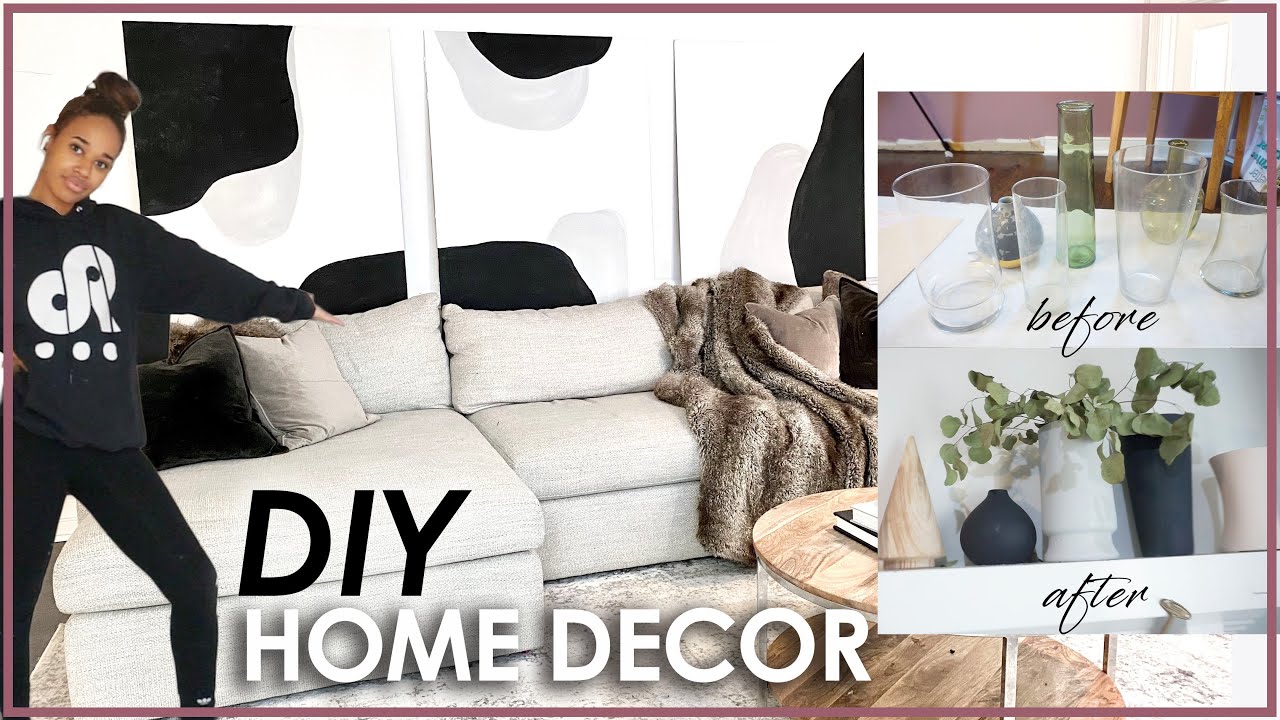 DIY Home Decor! Affordable | large scale art and painting glass! - YouTube