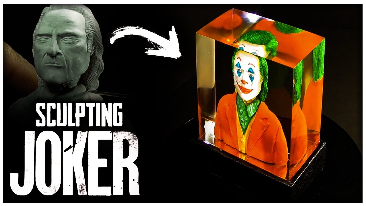 SCULPTING THE JOKER MOVIE LAMP -Polymer Clay with Epoxy Resin & Wood ...