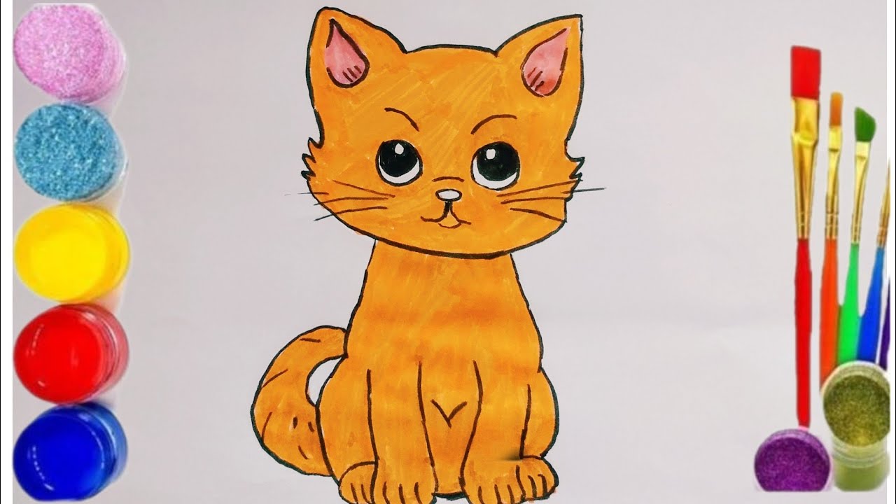 Cat drawing tutorial | how to draw Cat |Drawing and colouring for kids ...
