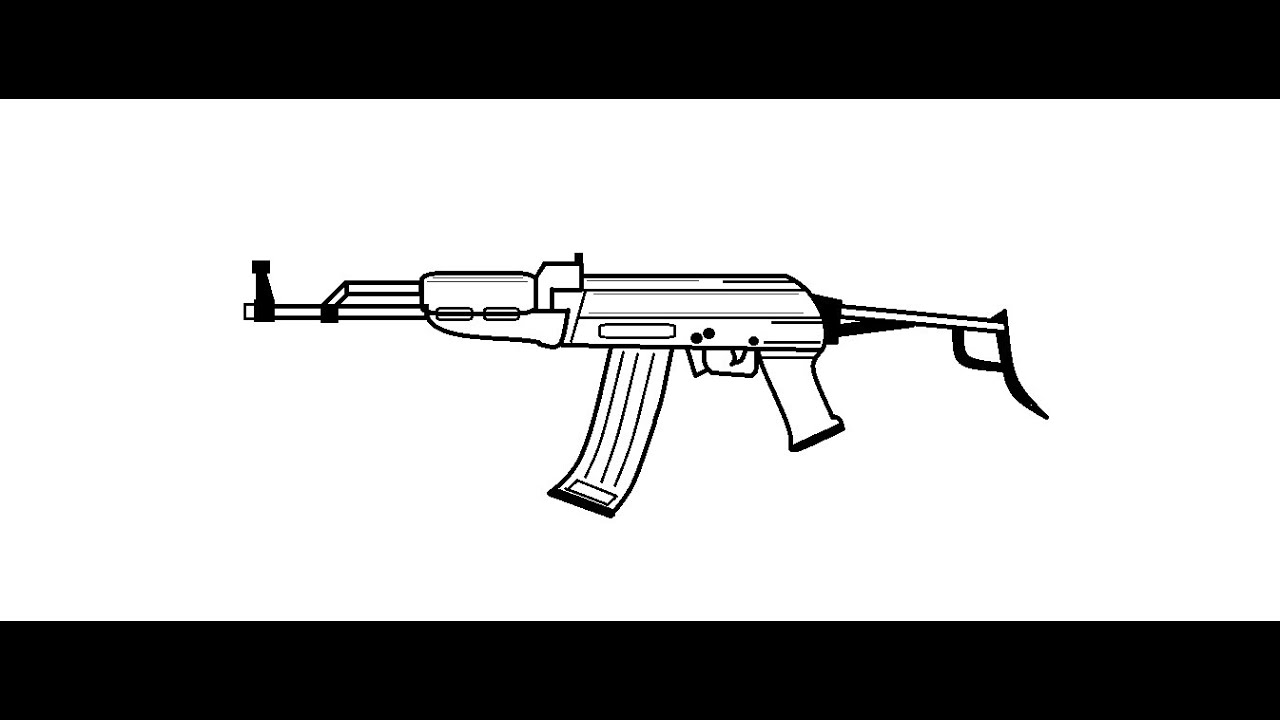 How to draw Basic AK47 Kalashnikov using Paint in Computer - YouTube