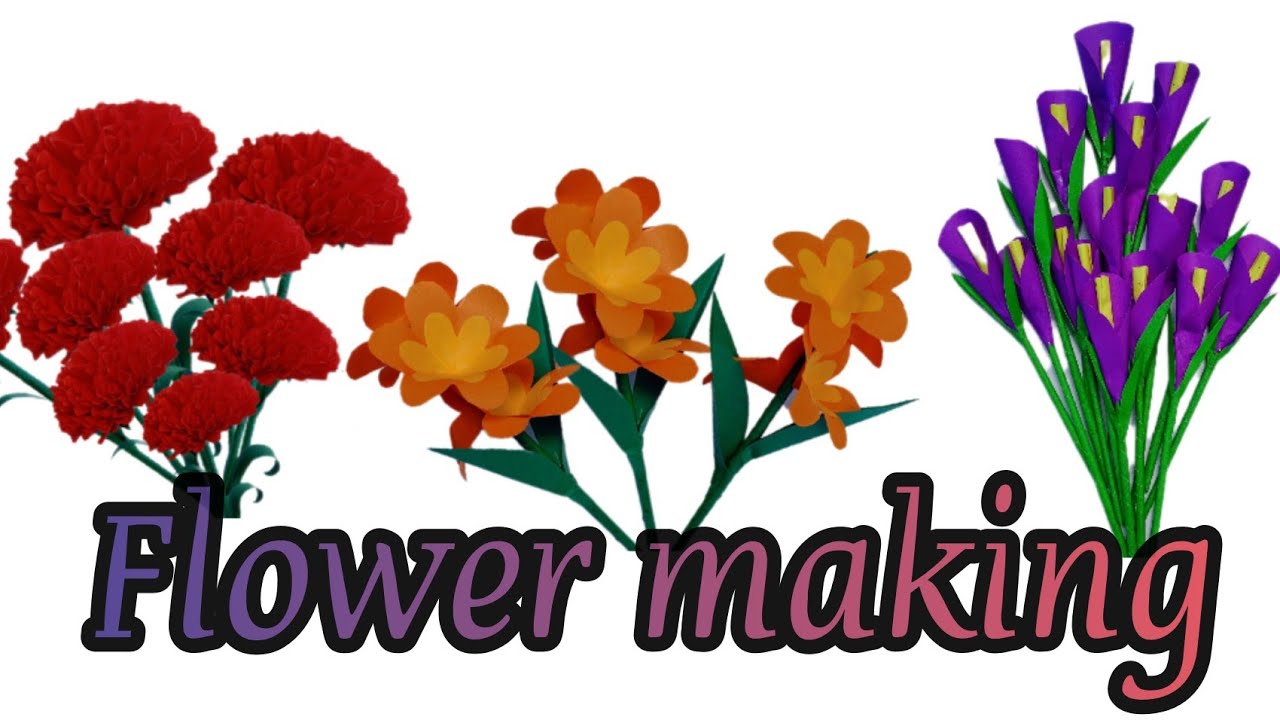 Different types of paper flower making |adipolicrafts - YouTube