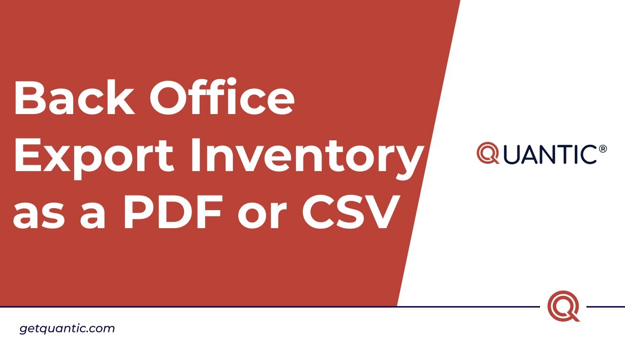 Quantic POS - Export Inventory as a PDF or CSV - YouTube