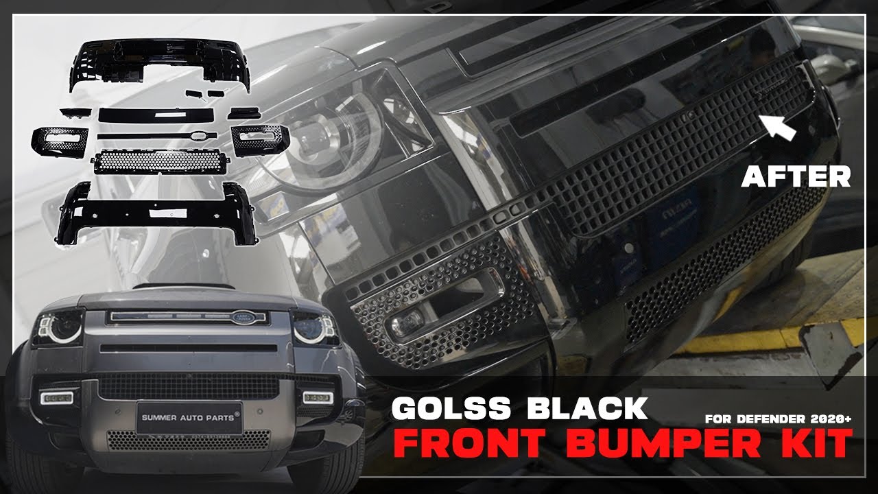EP98: GLOSS BLACK FRONT BUMPER AND REAR BUMPER FOR LAND ROVER DEFENDER ...