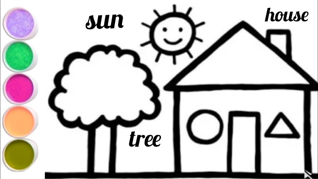 How to Draw a Cute House in an easy way | Drawing House from shapes ...